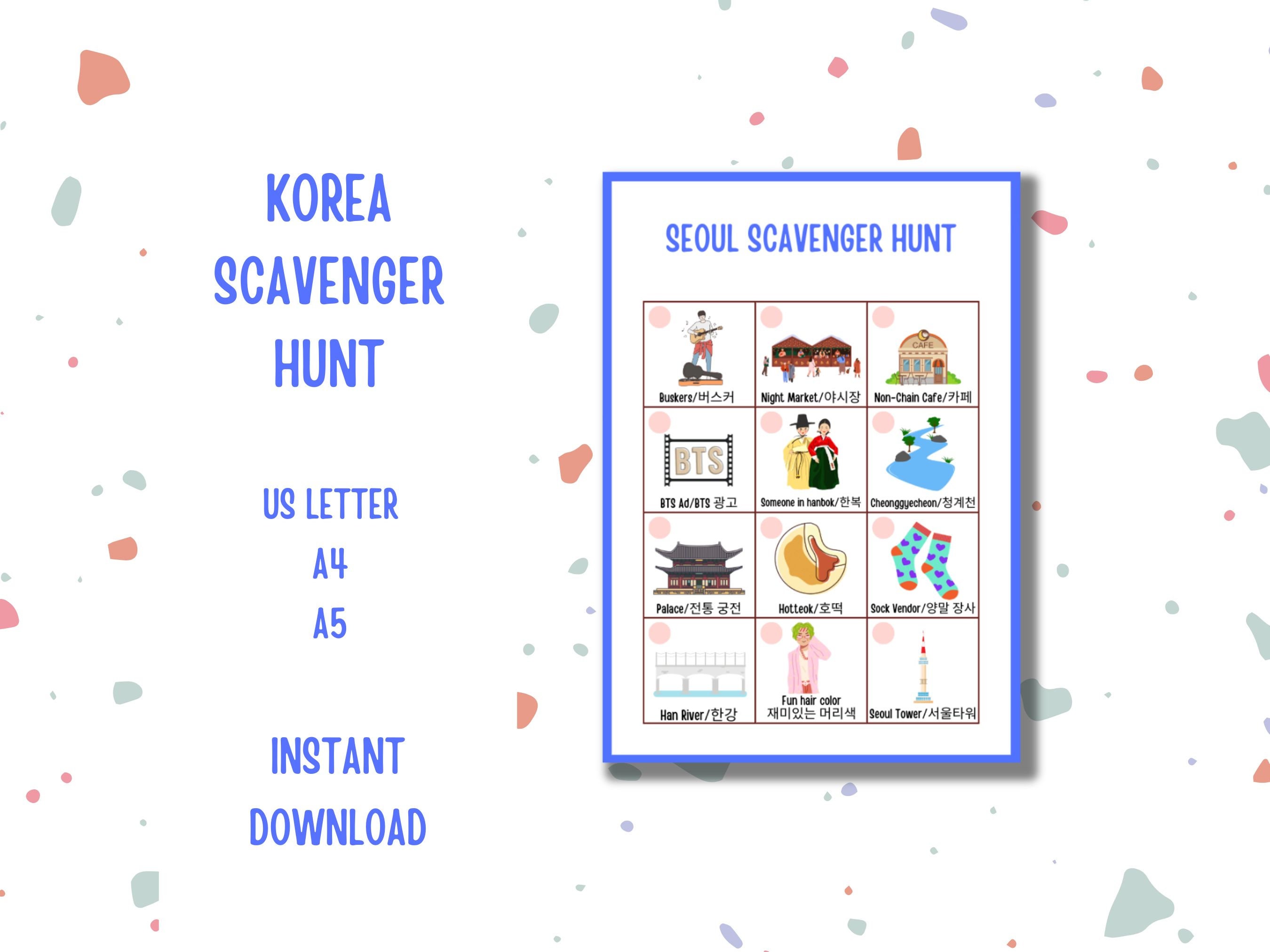 Korea Scavenger Hunt Printable Clues - Korea Vacation - Korea Kids ...