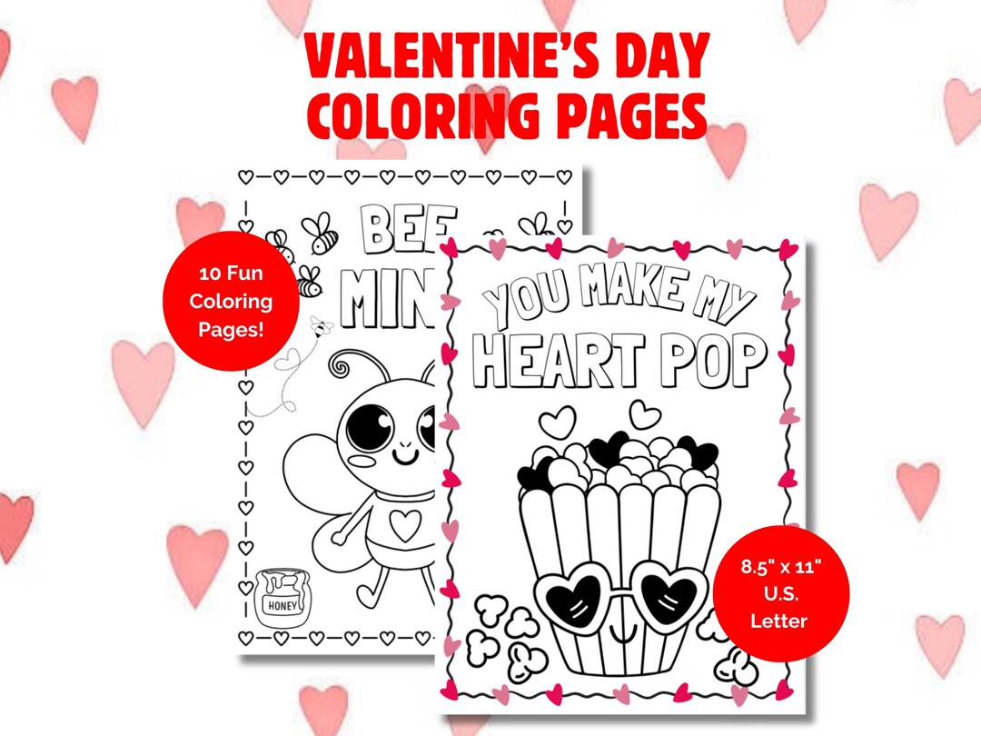 Valentine's Day Coloring Pages, Instant Download, Valentine's Day Kids ...