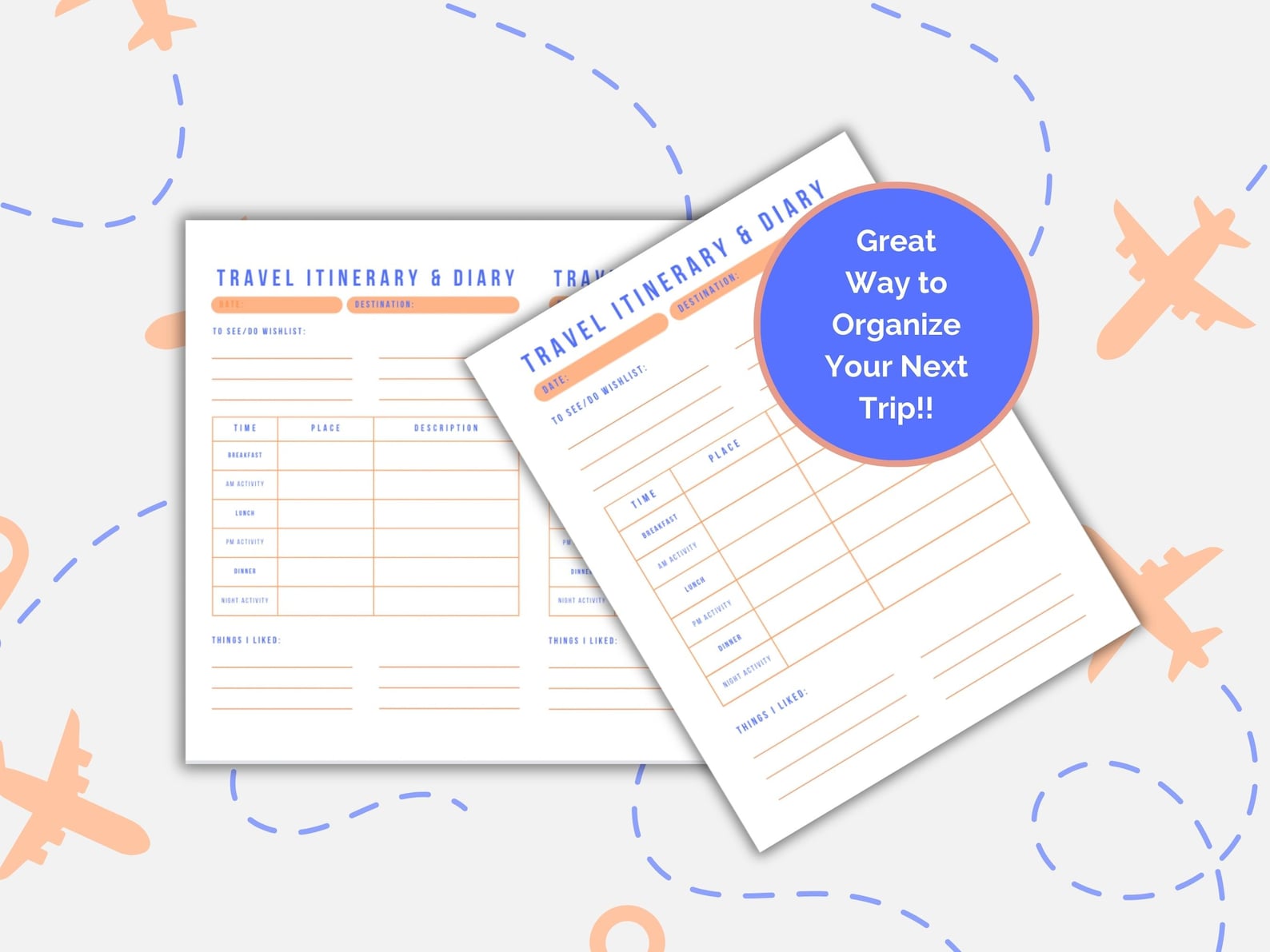 Digital Travel Itinerary, Printable Travel Guide, Travel Agent Planner ...