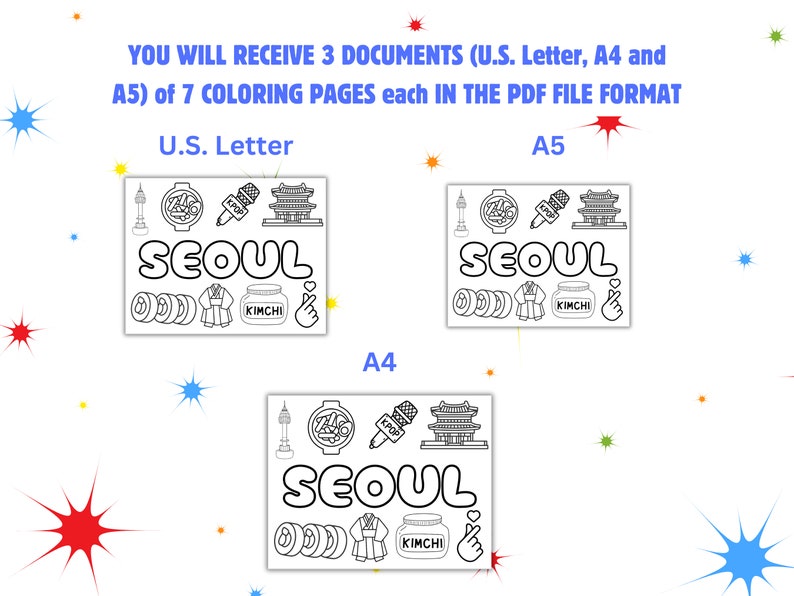 Korea Travel Coloring Pages, Kids Activity (digital Download) - Etsy