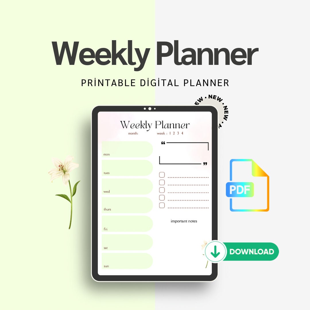 Weekly Planner Goodnotes Template, Hourly Planner, Undated, Digital ...