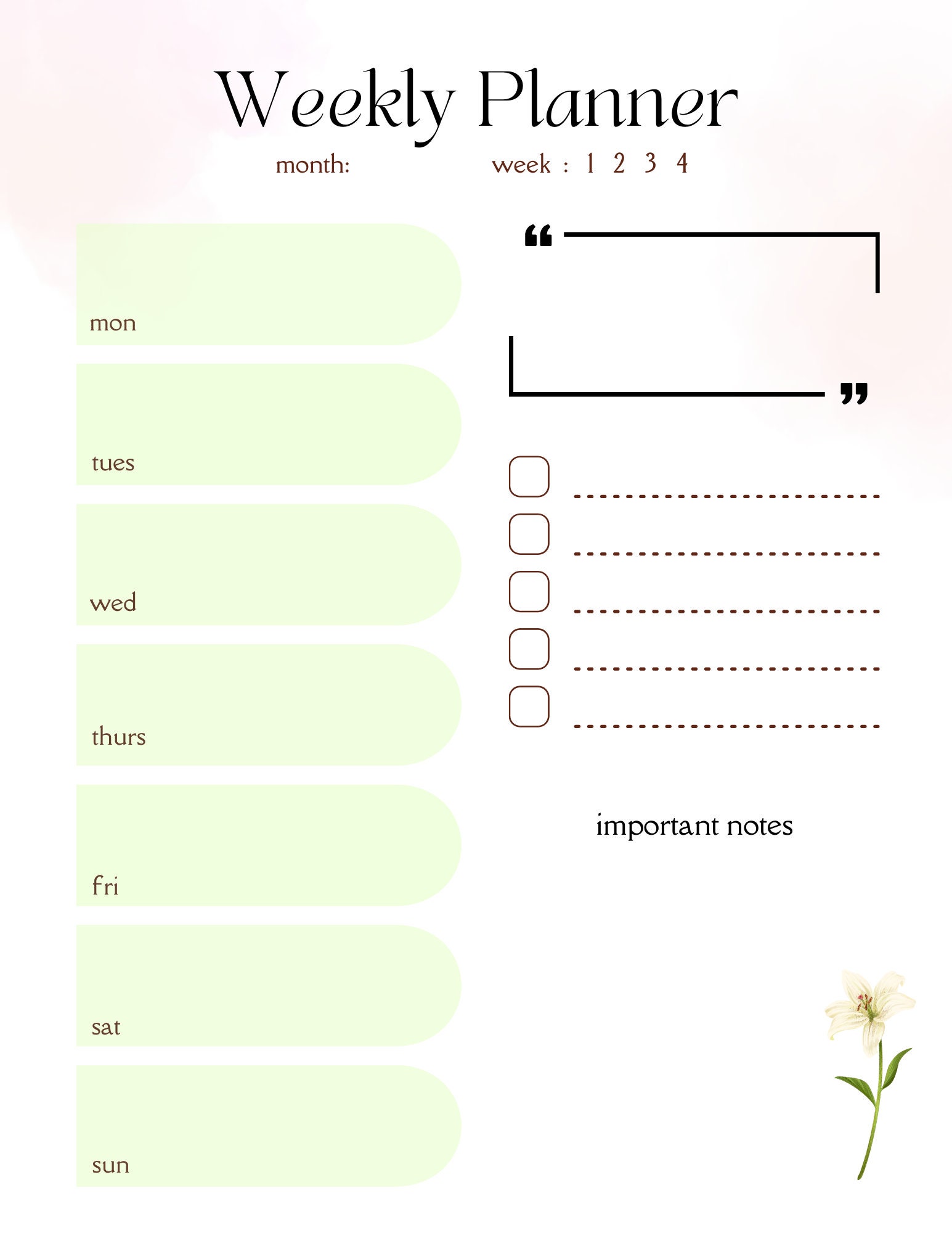 Weekly Planner Goodnotes Template, Hourly Planner, Undated, Digital ...