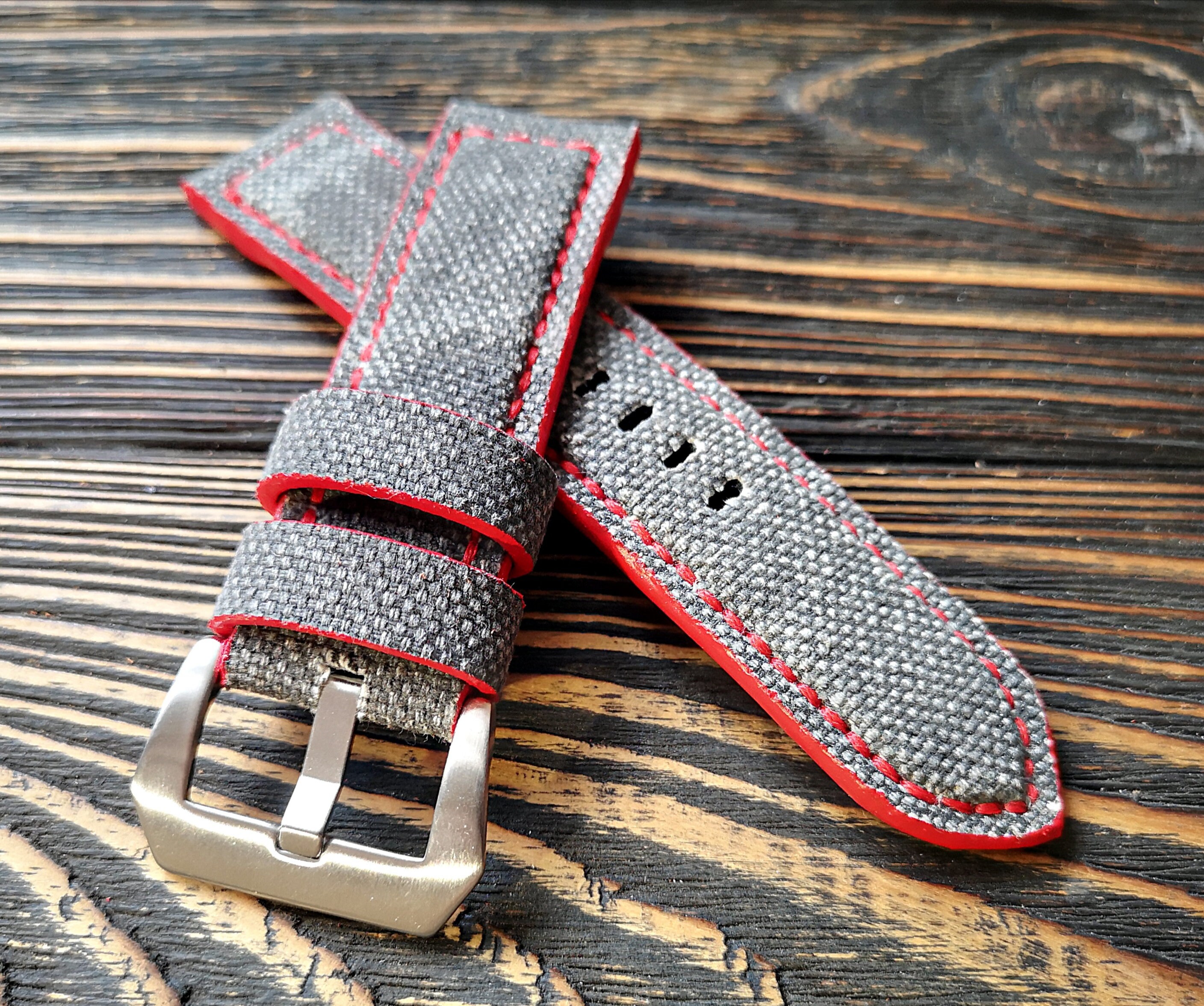 Canvas Watch Strap, Canvas and Leather Watch Strap,black Color,for 20mm ...