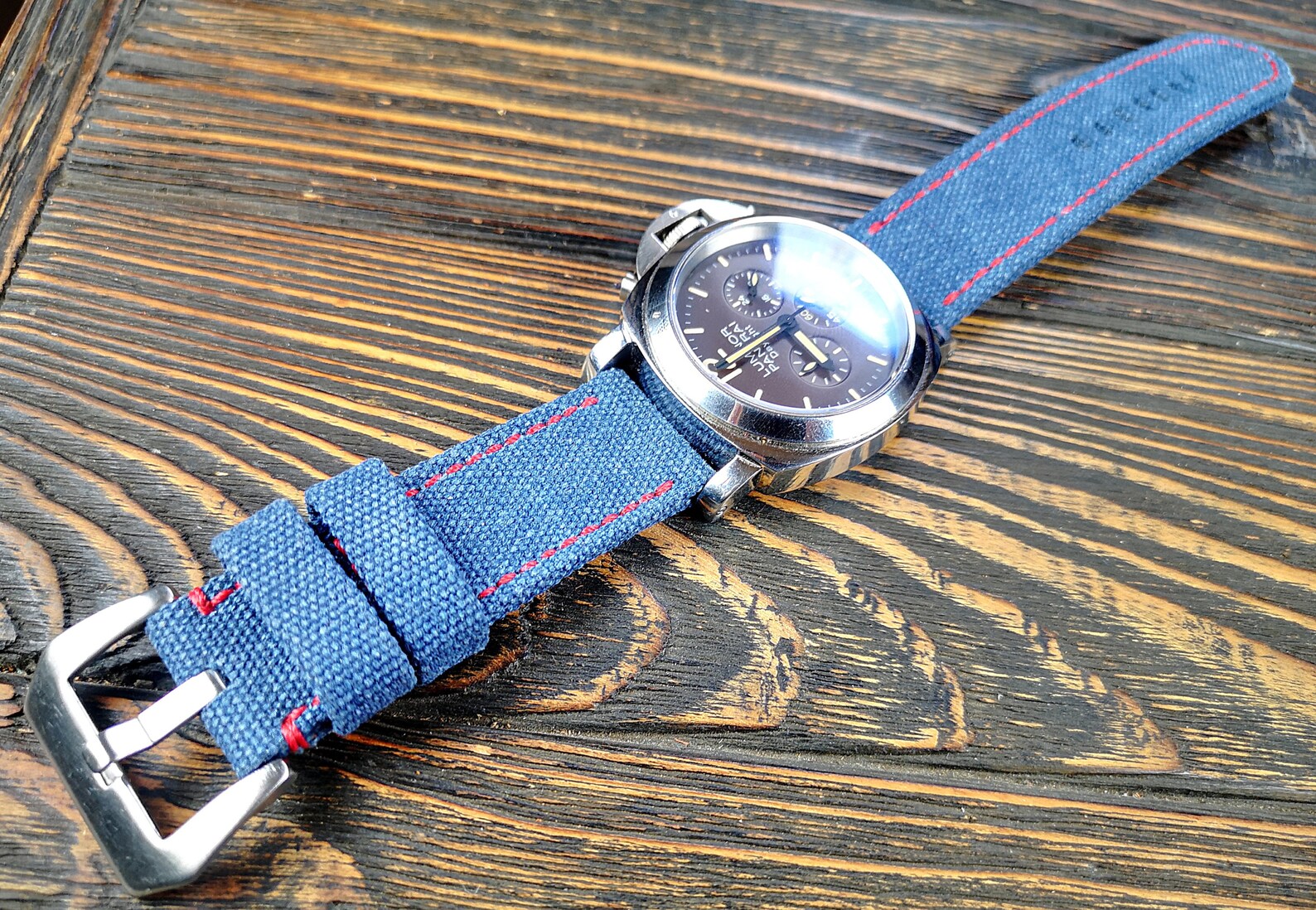 Washed Denim Canvas Watch Strap: Double Rolled, Custom Size - Etsy