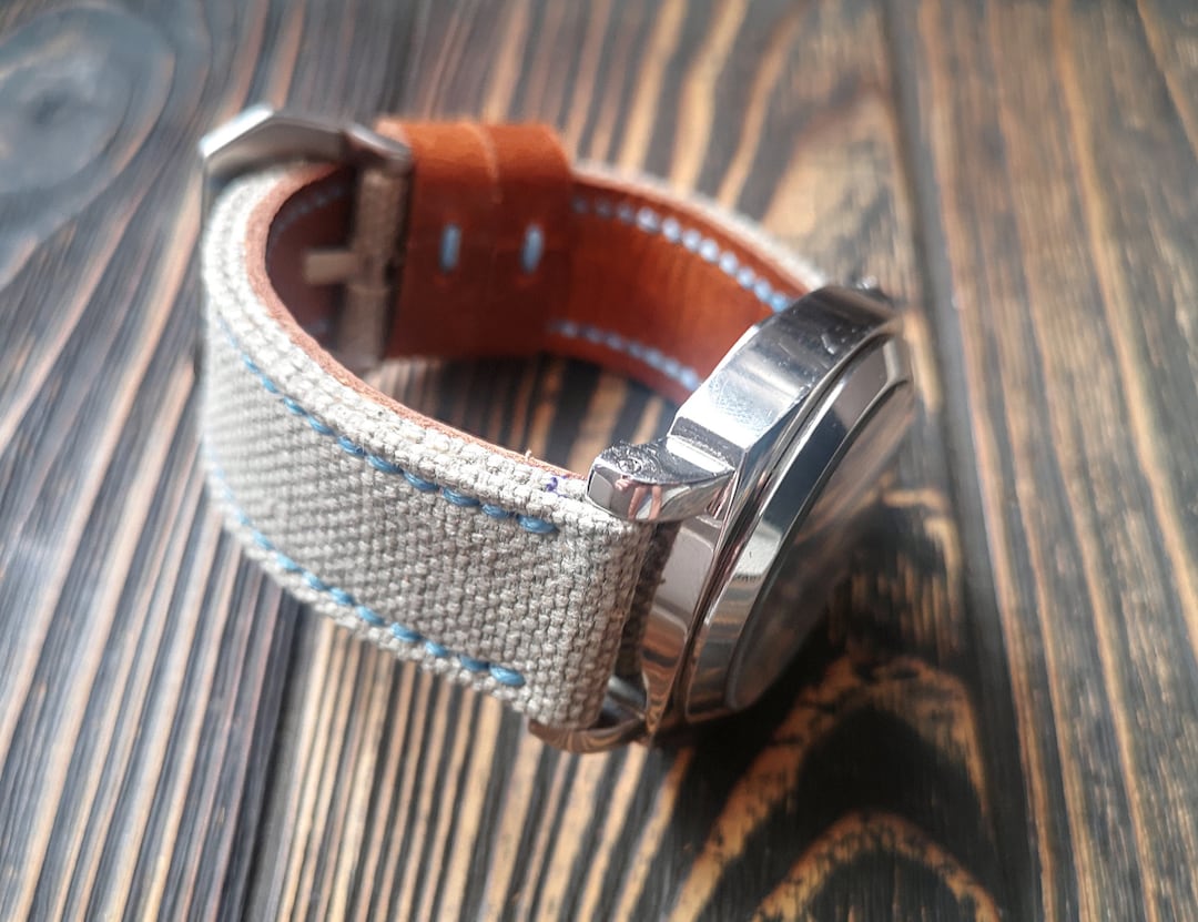 Canvas Watch Strap,double Rolled Washed Canvas and Leather Watch Strap ...