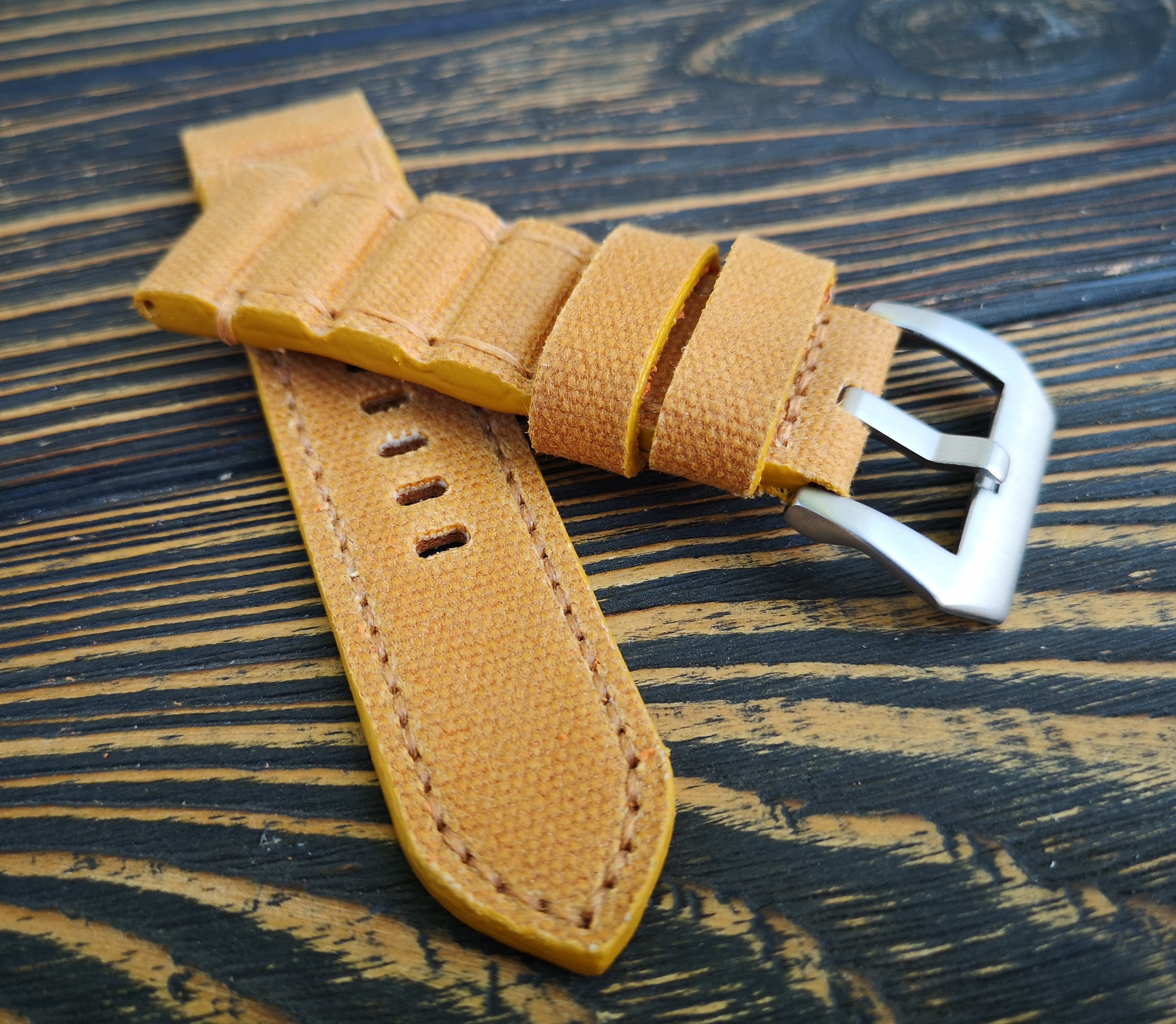 Canvas Watch Strap, Wax Canvas and Leather Watch Strap,tan Color,for ...