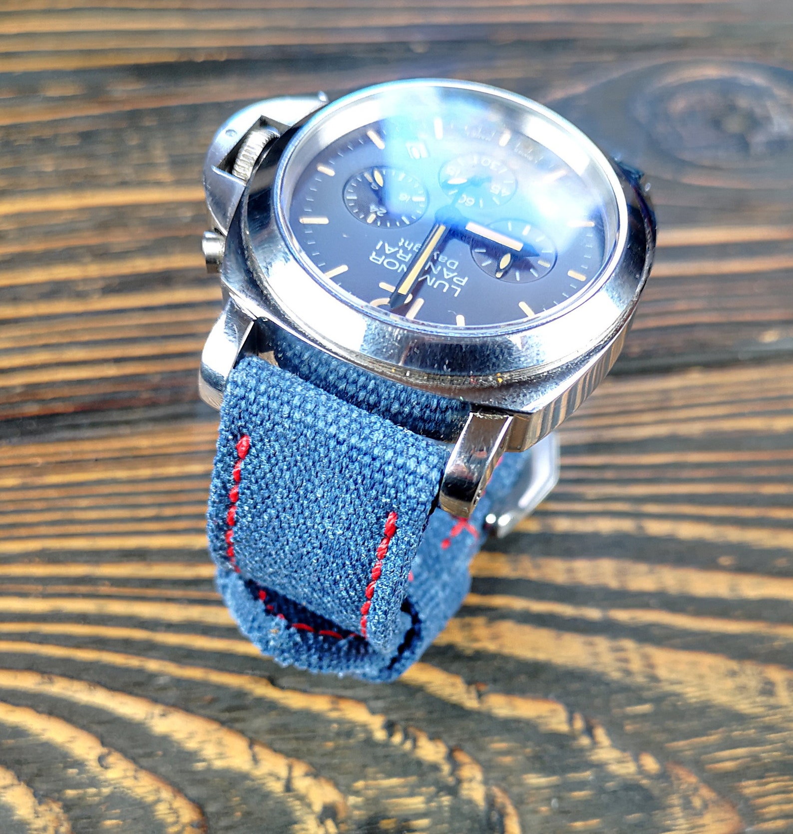 Washed Denim Canvas Watch Strap: Double Rolled, Custom Size - Etsy