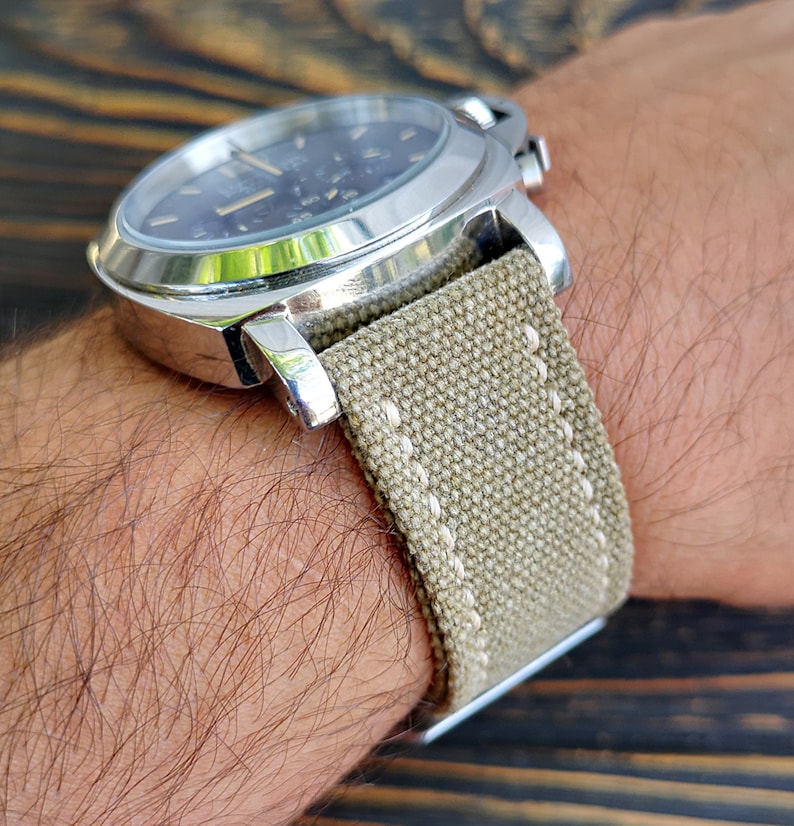Canvas Watch Strap,double Rolled Washed Canvas Watch Strap,chrome Color ...
