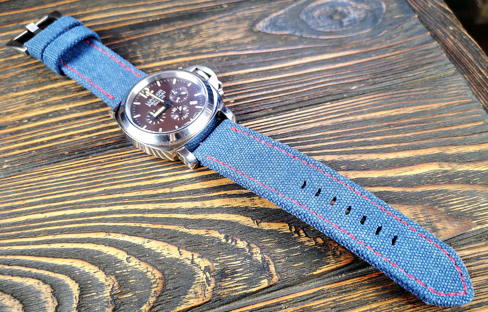 Washed Denim Canvas Watch Strap: Double Rolled, Custom Size - Etsy