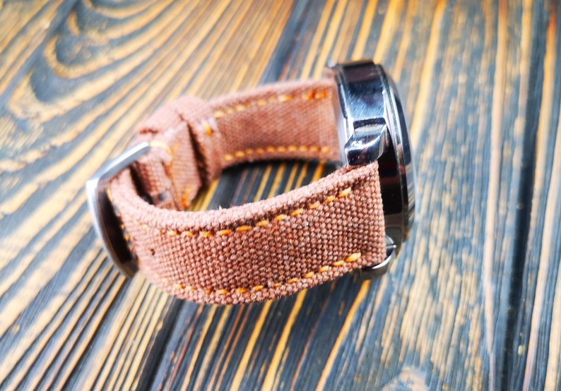 Canvas Watch Strap,double Rolled Washed Canvas Watch Strap,light Brown ...