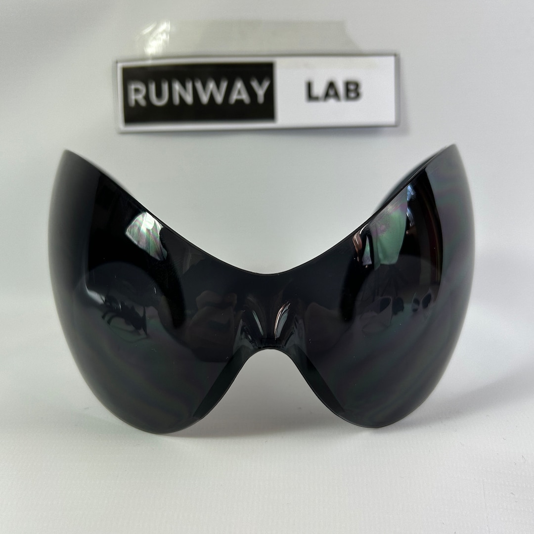 Oversized Wrap Around Rare Mugler Style Fly Black Sunglasses - Etsy