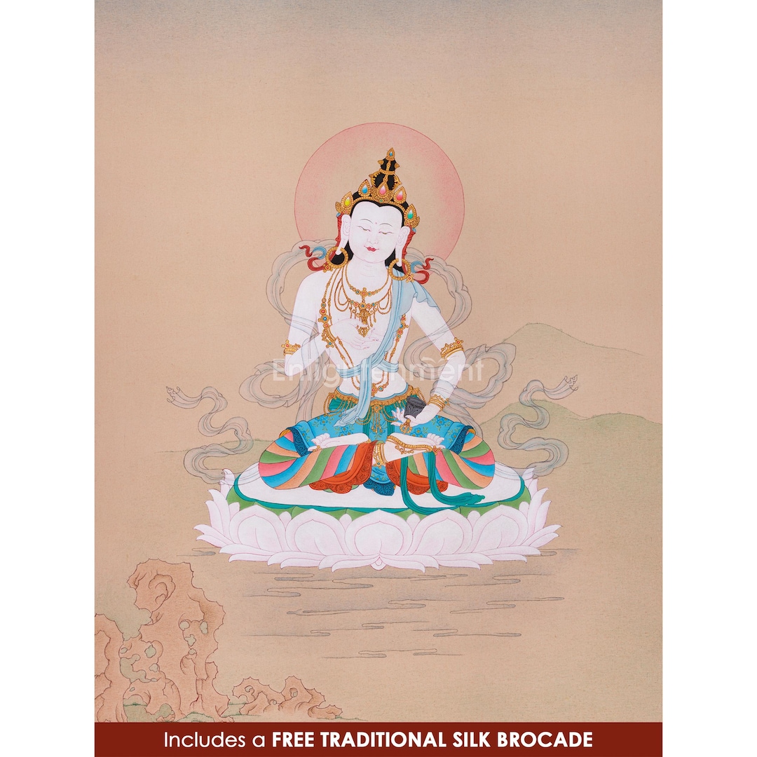Minimalist Adi Buddha, Vajrasattva Thangka Hand-painted Tibetan Dorje ...