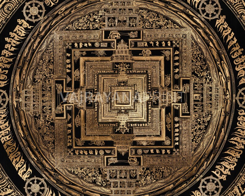 Kalachakra Mandala Print | Wheel of Time and Cosmic Harmony | Mandala ...
