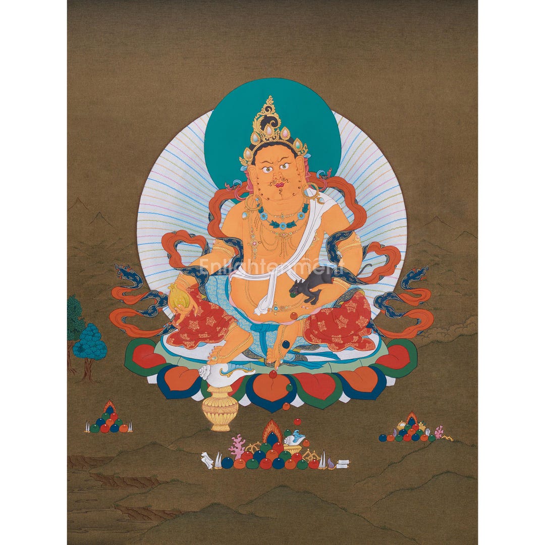 Spiritual Dzambhala Thangka | Wealth & Protection Deity | Traditional ...