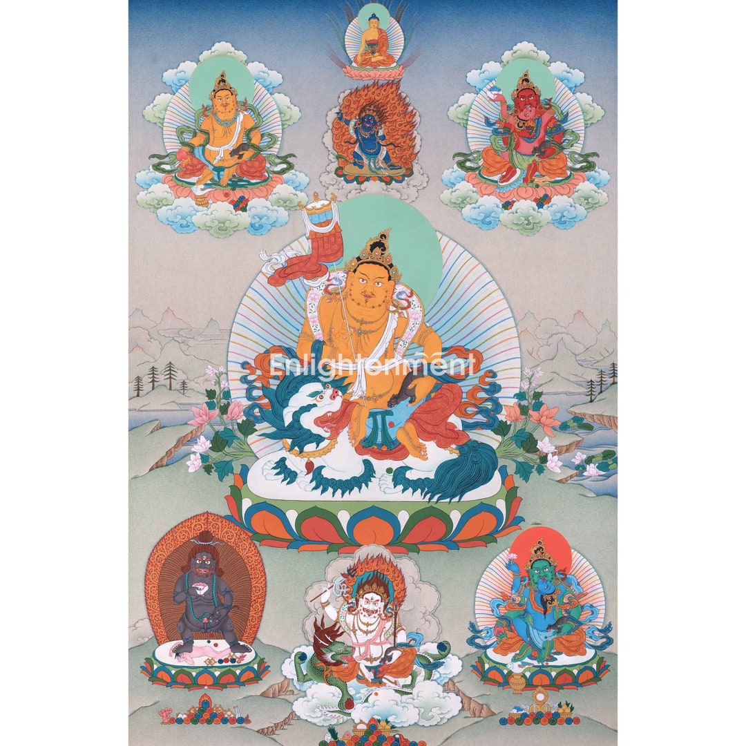 The 5 Dzambhala Thangka, White, Black, Yellow, Green and Red | Namtoshe ...