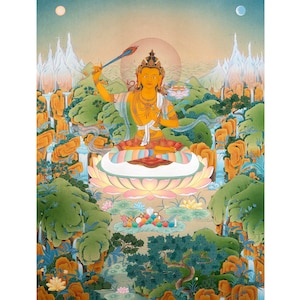 Manjushri Thangka Painting for Eternal Light | Handcrafted Traditional ...