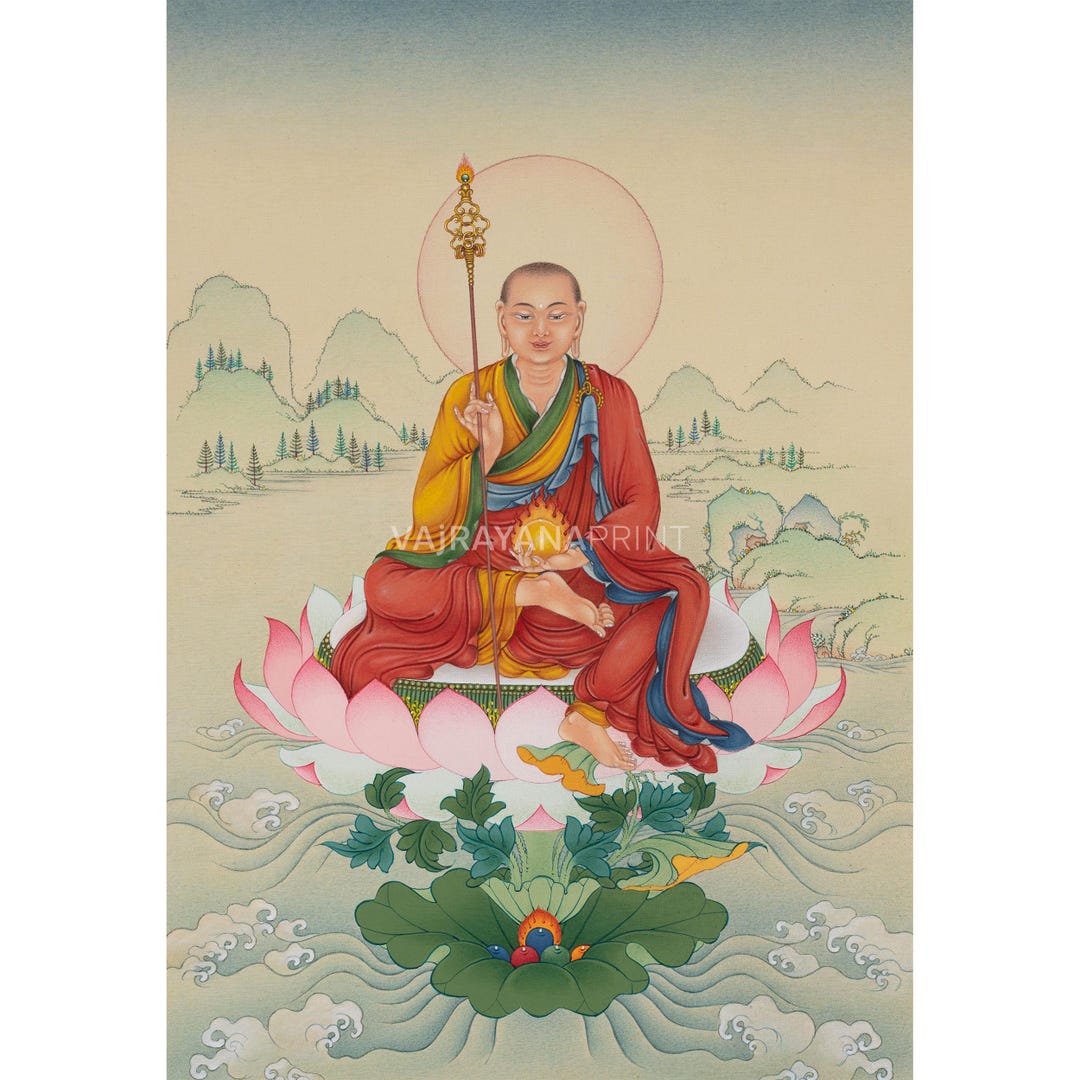Spiritual Protector Kshitigarbha Thangka Print | Buddhist Monk Art for ...