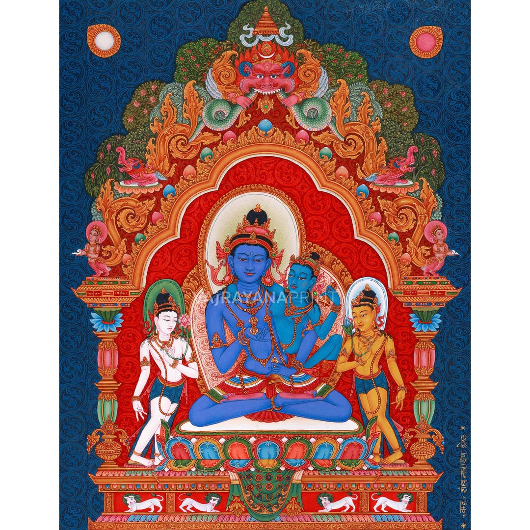 Vajrasattva Thangka Print | Dorje Sempa Meditation Artwork | Sacred ...