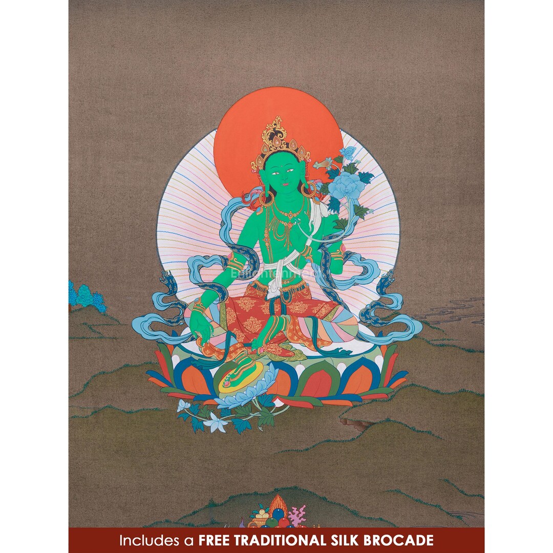 Goddess Anika Green Tara Thangka Compassion and Protection Female Deity ...