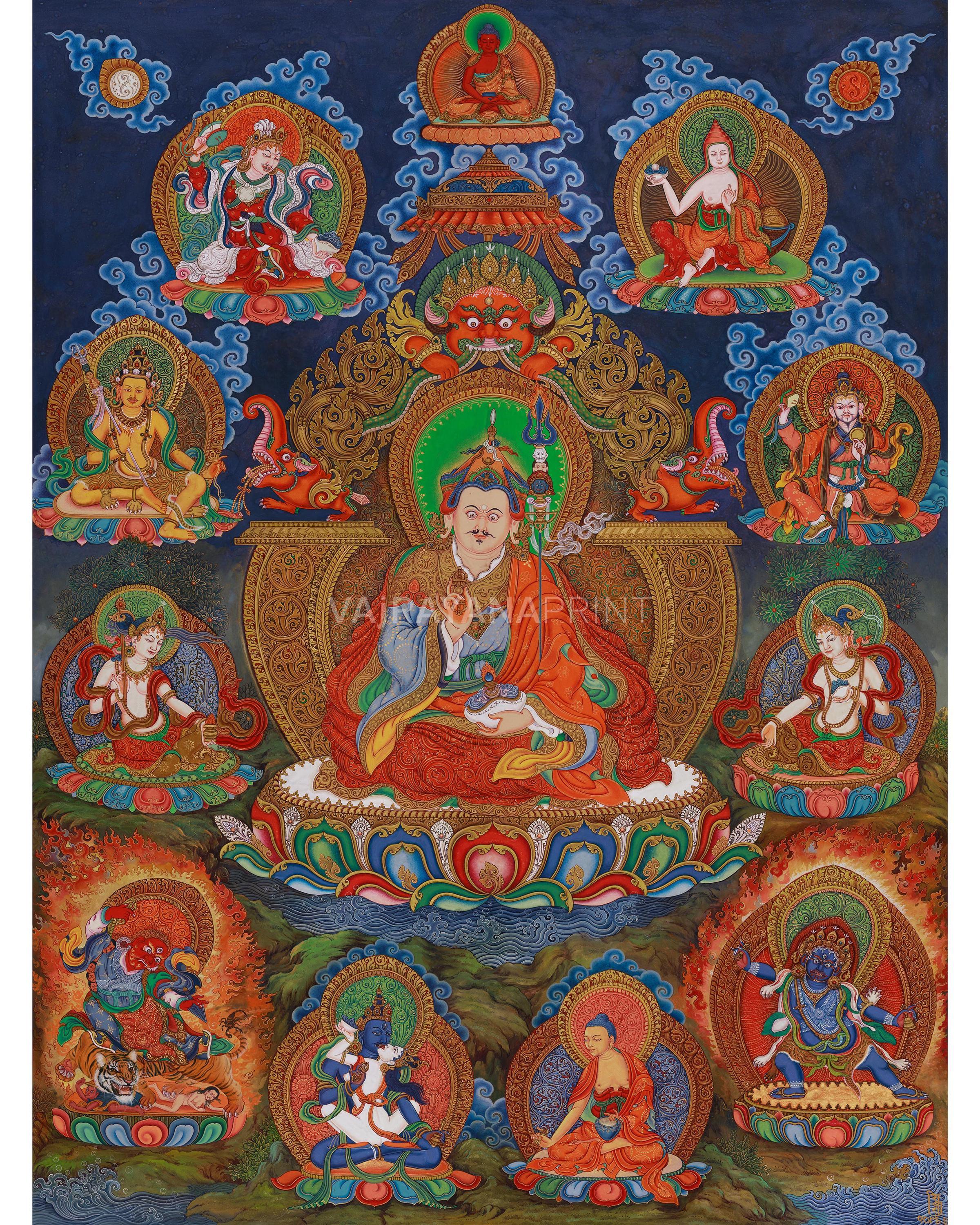 Guru Rinpoche Thangka Print | Eight Manifestations of Guru ...