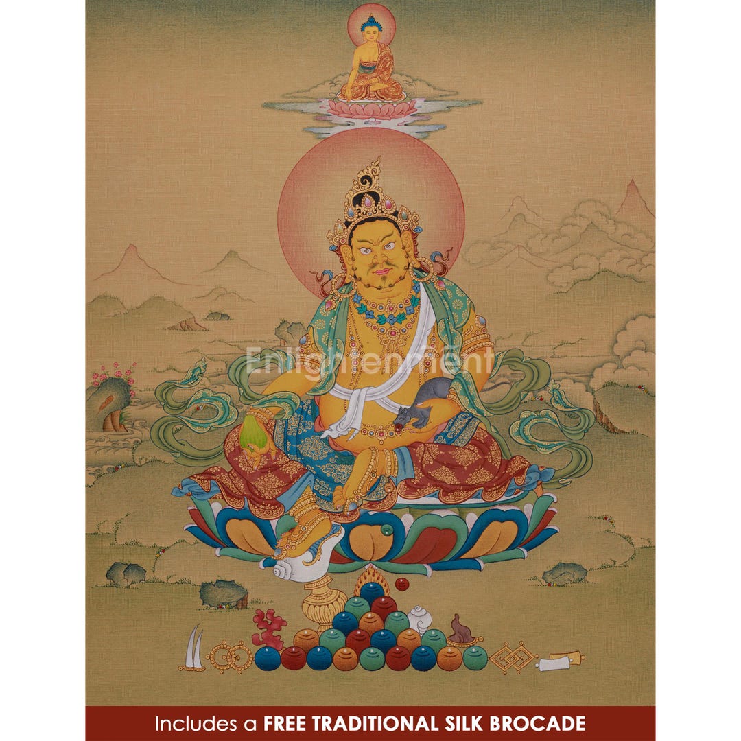 Dzambhala With Ratnasambhava Thangka | Tibetan Wealth Buddha ...