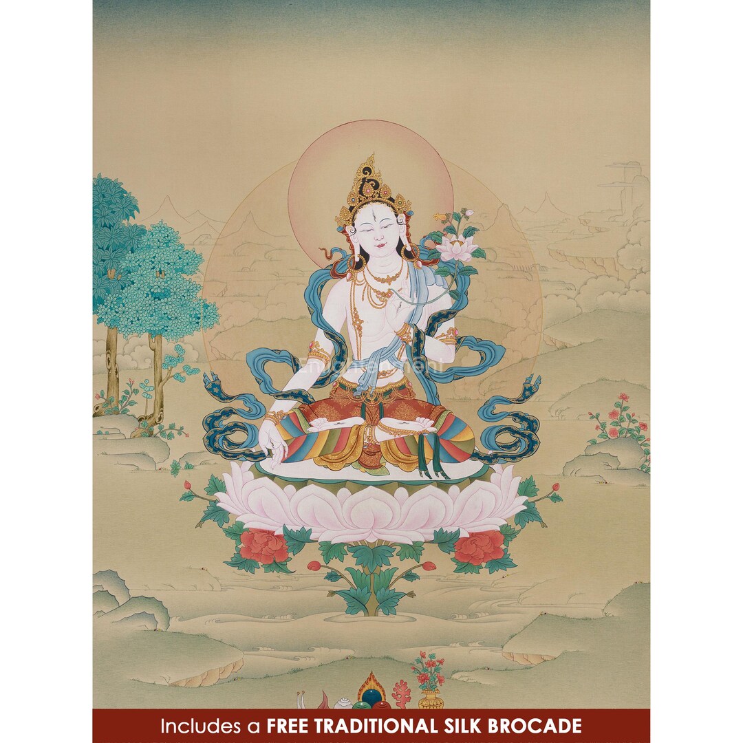 Magnificent White Shyama Tara Thangka Seven-eyed Goddess Healing and ...