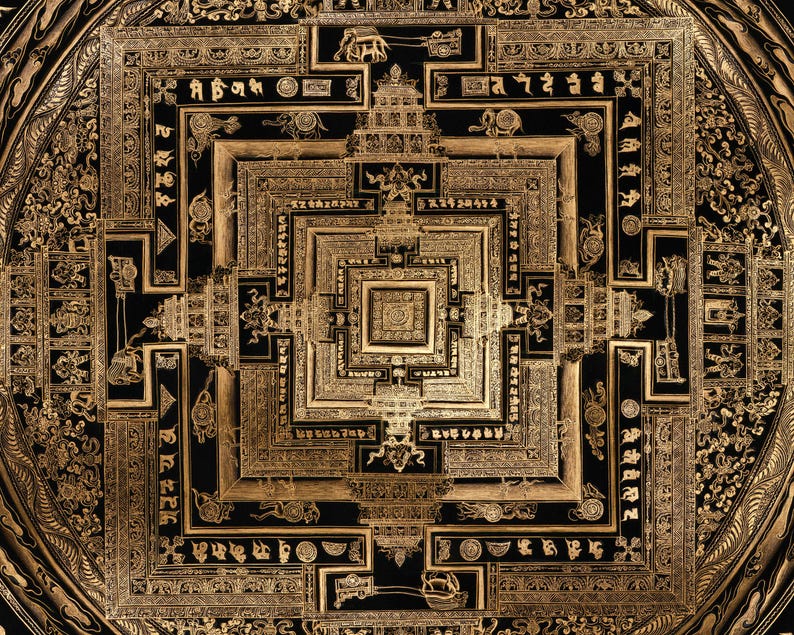 Kalachakra Mandala Print | Wheel of Time and Cosmic Harmony | Mandala ...