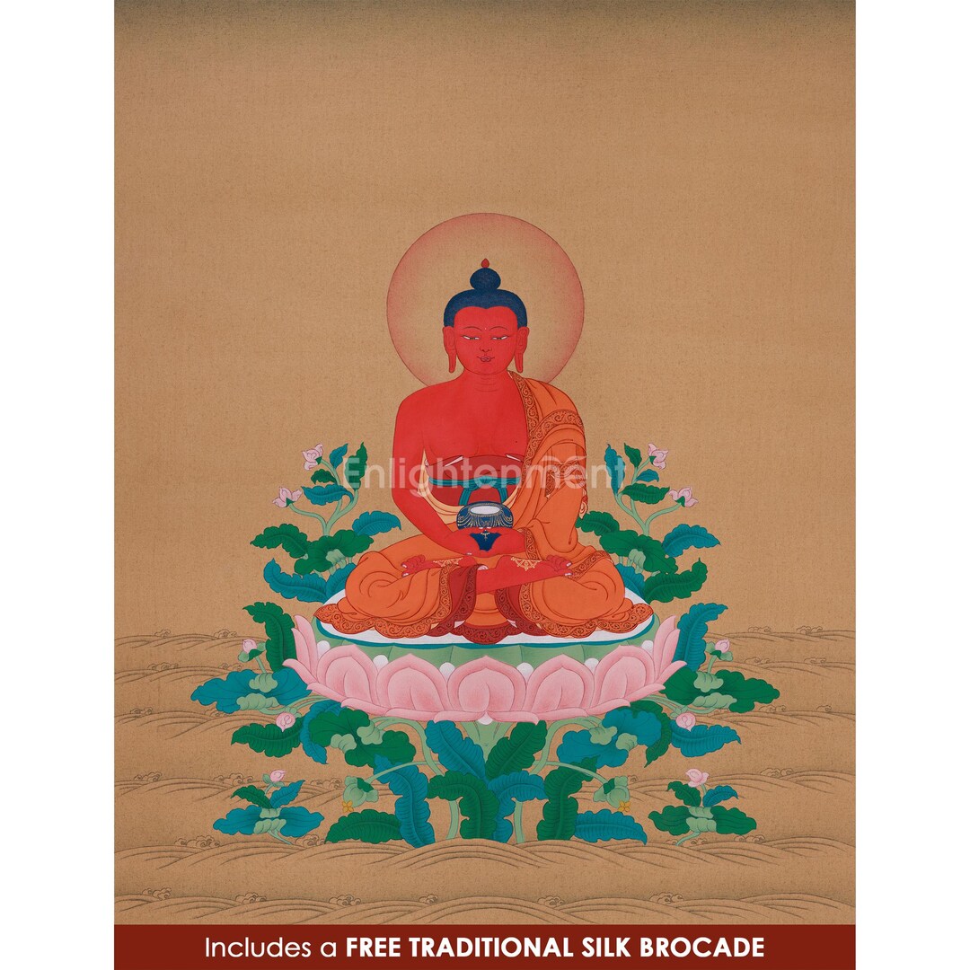 Buddha Amitabha Thangka | Red Buddha | Original Karma Gadri Style ...