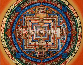 Small Kalachakra Mandala Thangka | Tibetan Buddhist Wheel of Time | 24K ...