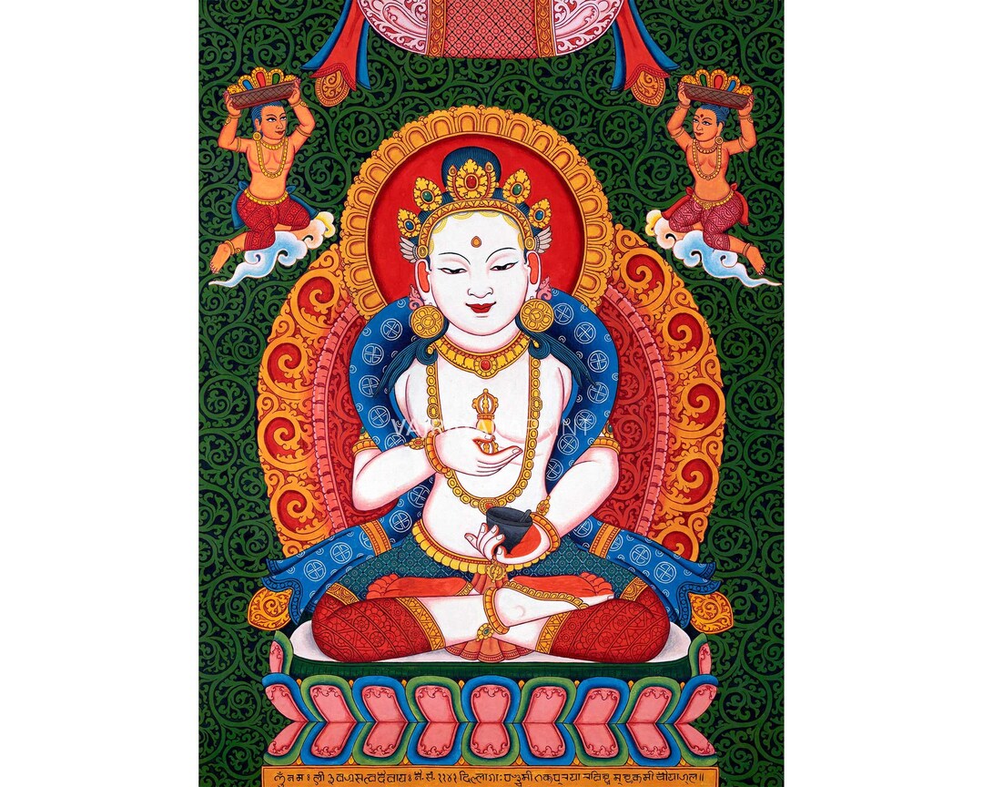 Newari Pauba Art Print for the Practice of Vajrasattva Mantra | Om ...