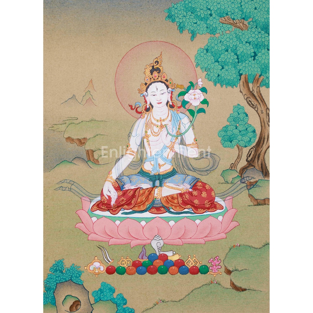 White Tara, Seven Eyes Goddess | Hand-painted Sita Tara Thangka ...