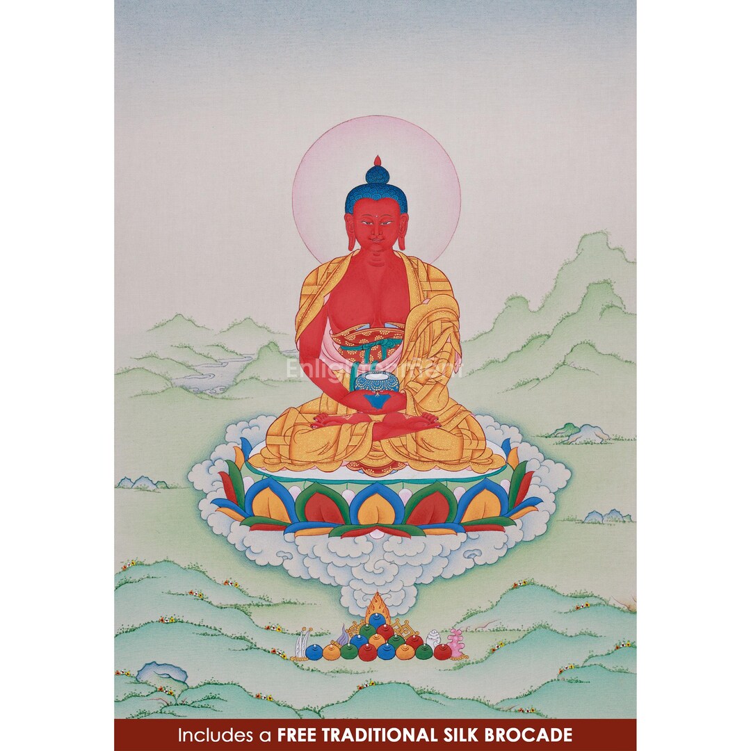 Jina Buddha Amitabha Thangka sukhavati Pure Land Buddhism Red Dhyani ...