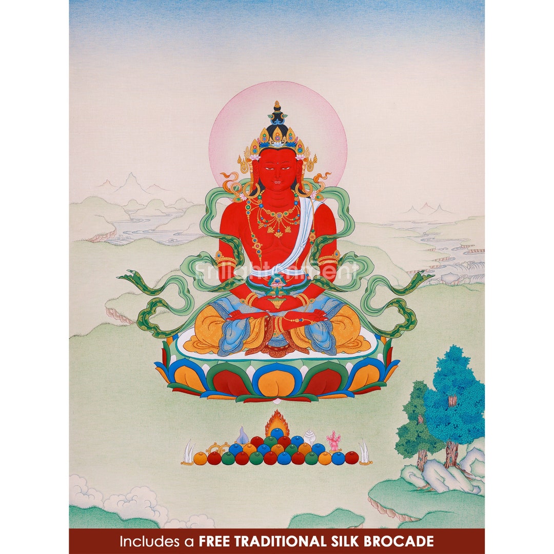 Authentic Hand-painted Amitayus Buddha Thangka | Symbol of Longevity ...