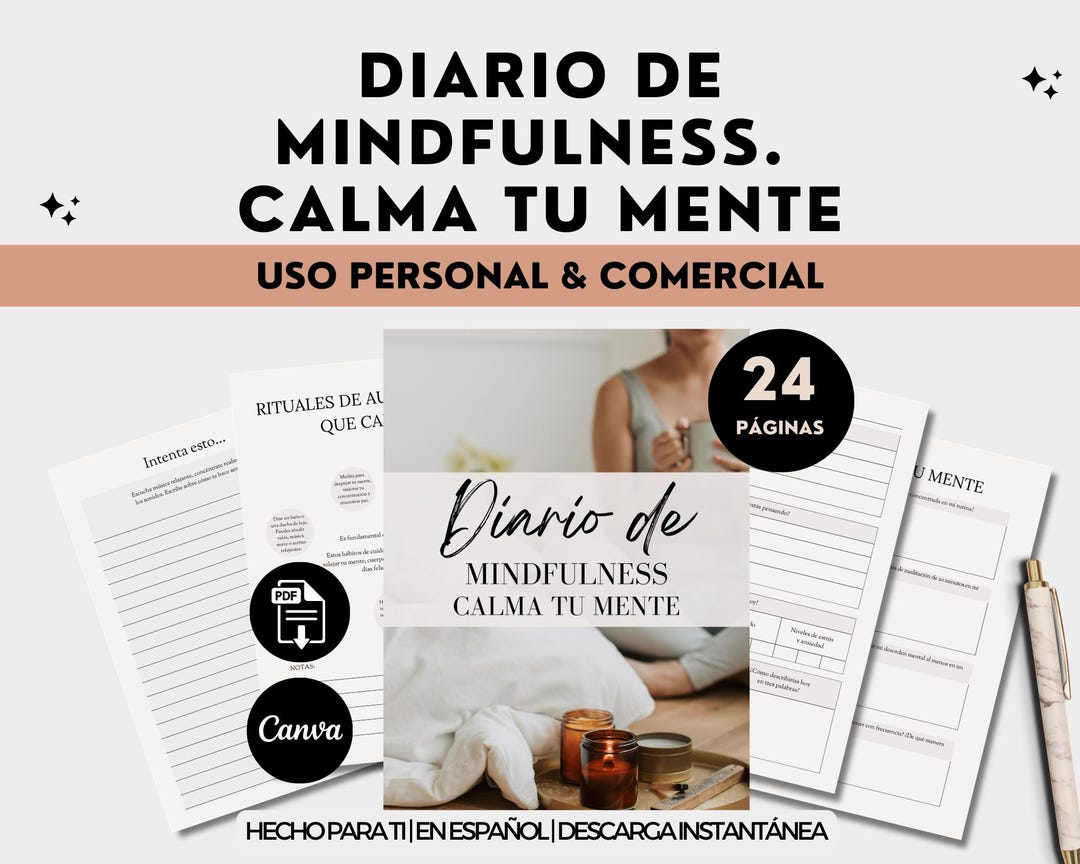 Diario de Mindfulness Ejercicios Planificador Atencion Plena Workbook ...