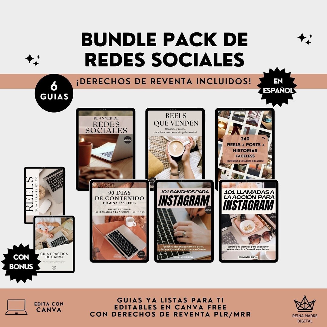 Bundle De Redes Sociales, Derechos De Reventa, MRR, PLR, Guías En ...
