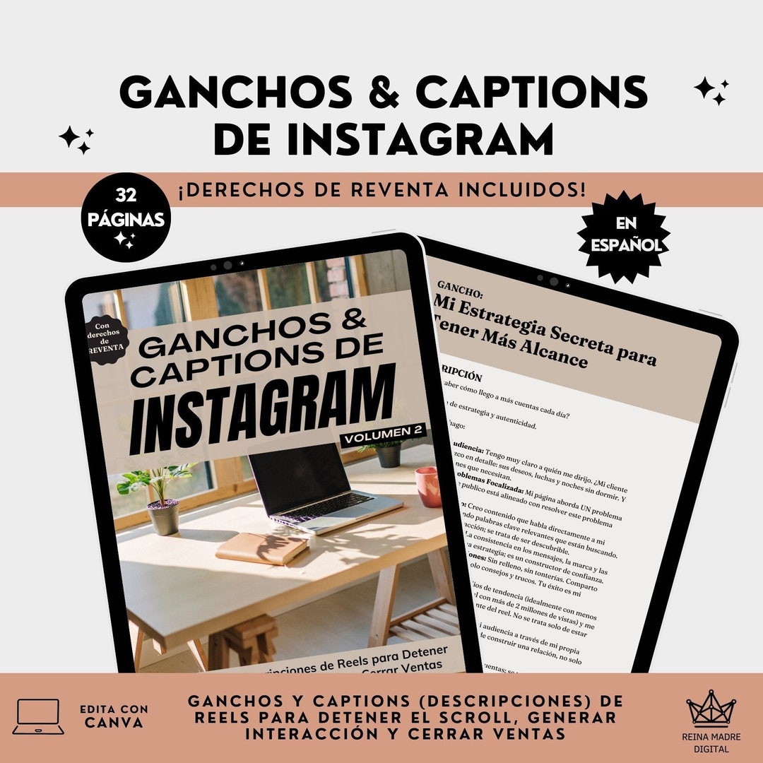 Ganchos y Captions de Instagram Reels VOL 2, Editable con Canva ...