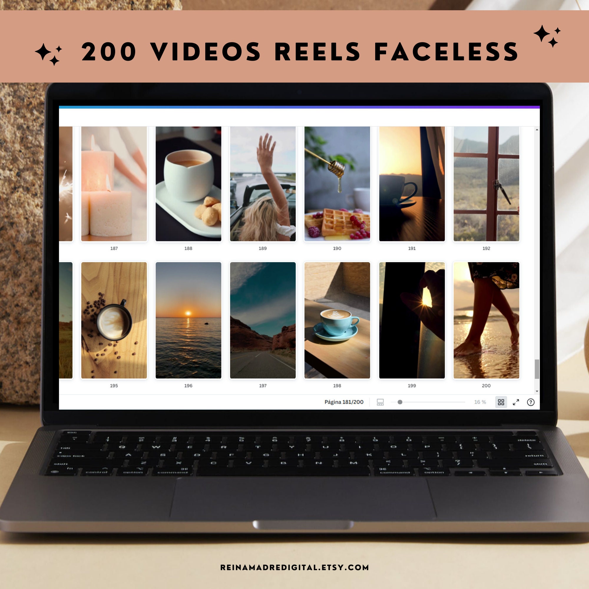 240 Neutral Boho Faceless Reels Posts Stories Templates for Instagram ...
