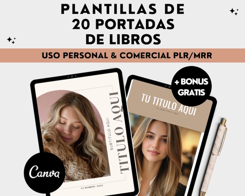 20 Editable Canva Book Cover Title Page Templates Master Resell Rights ...