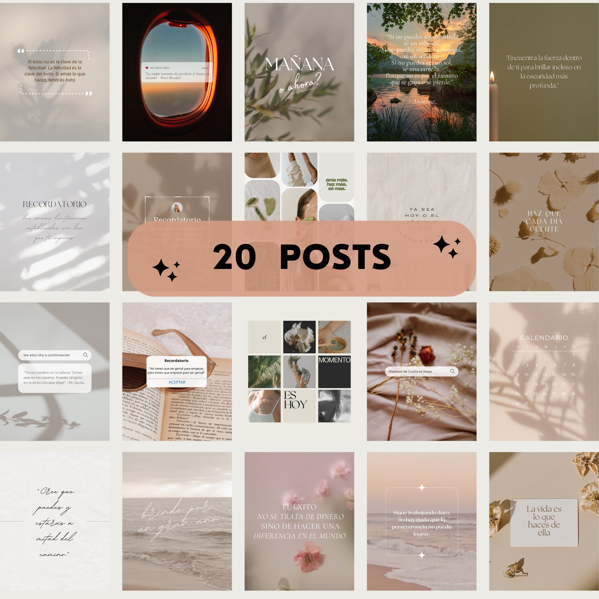 240 Neutral Boho Faceless Reels Posts Stories Templates for Instagram ...
