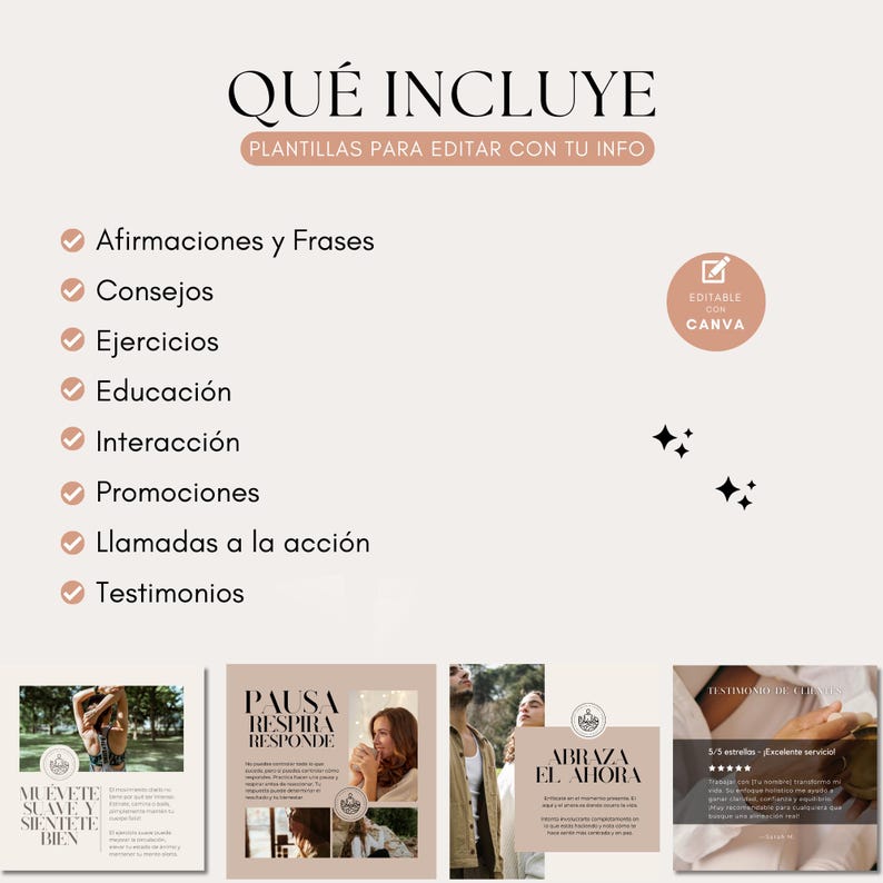 Editable Social Media Templates in Spanish for Wellness Coaches, Life ...