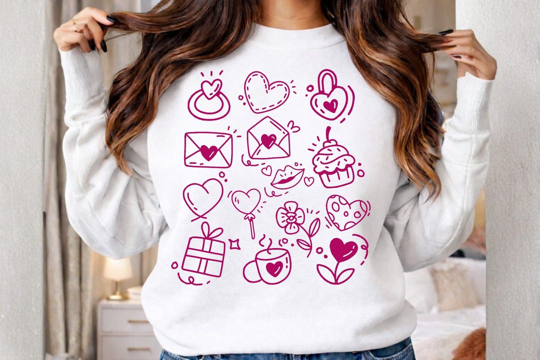 Valentine Doodle Clipart PNG SVG, Heart Doodles, Valentine's Day Icons ...