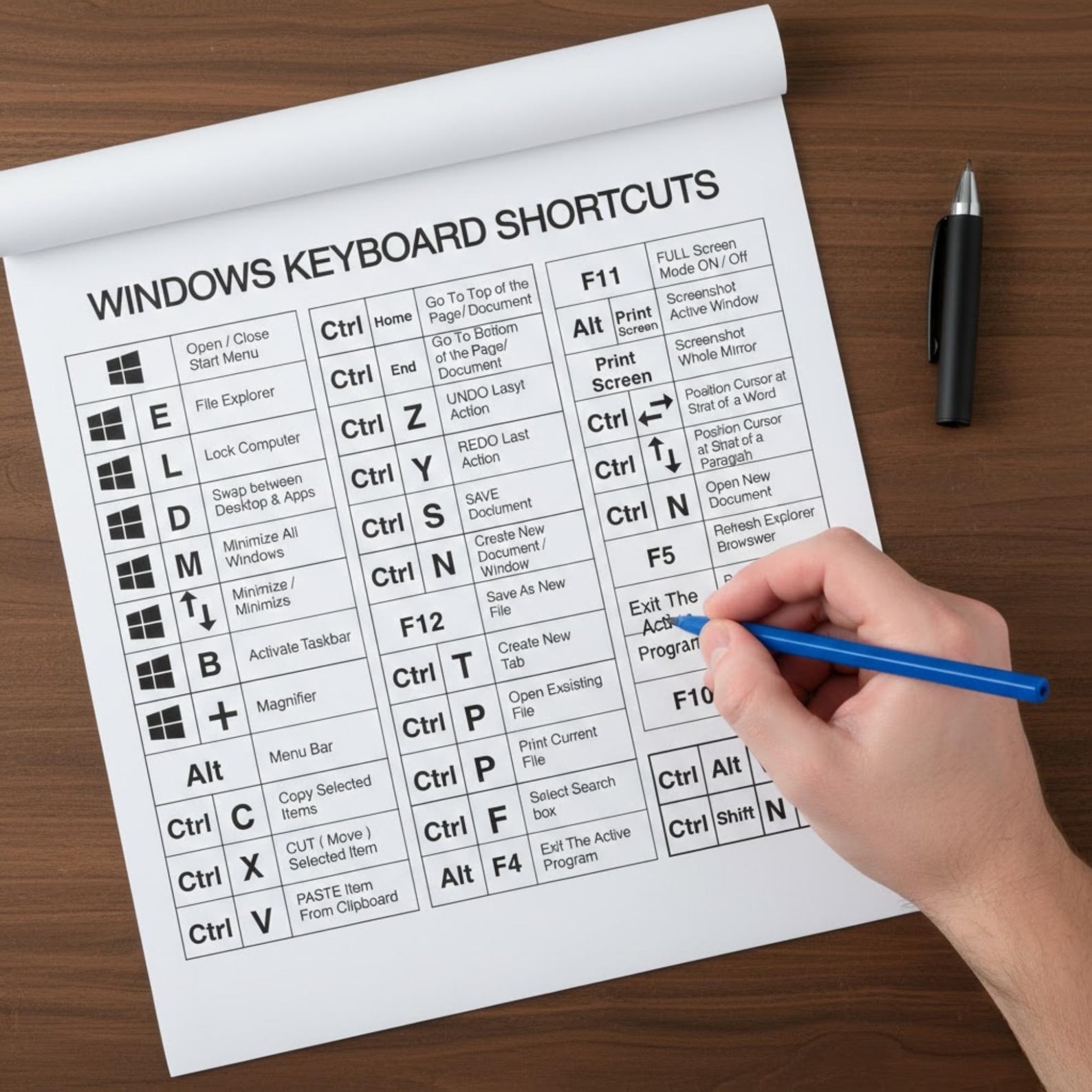 Windows Shortcuts Cheat Sheet Printable, Keyboard Reference Guide PDF ...