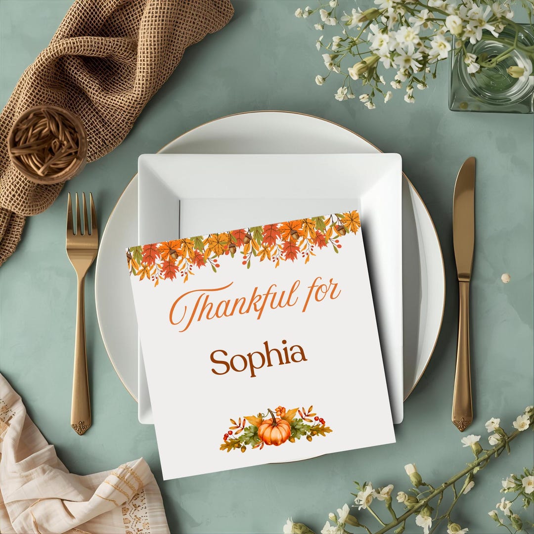 Editable Thanksgiving Place Card Template Canva Printable Friendsgiving ...