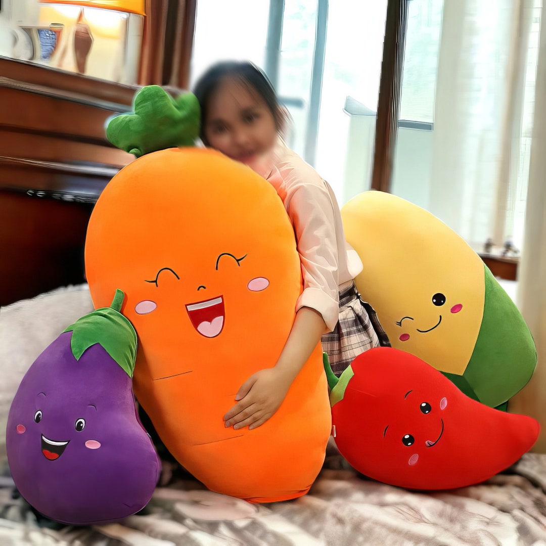 Adorable Cartoon Veggie Plush Set: Smiling Carrot, Chili, Corn, Cute ...