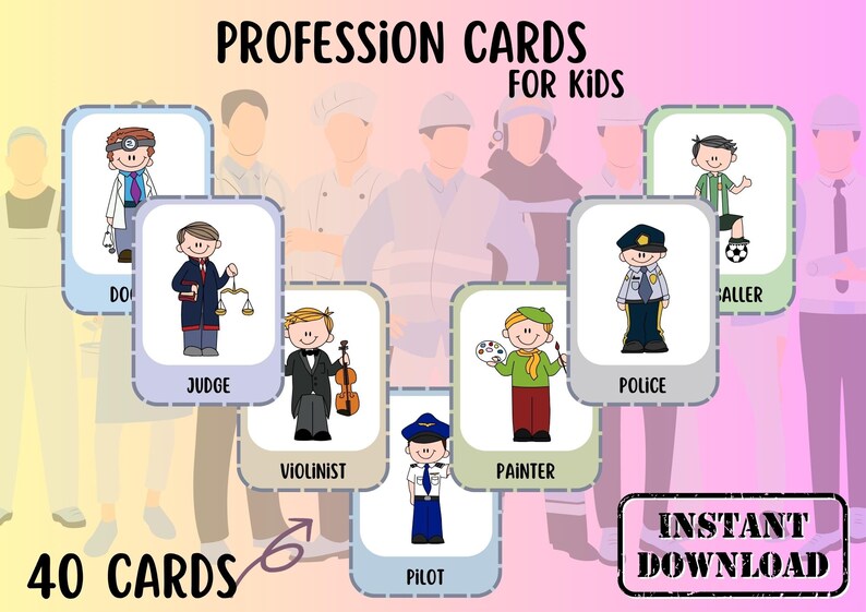 Printable Job Flashcards for Kids - 40 Professions | Montessori ...