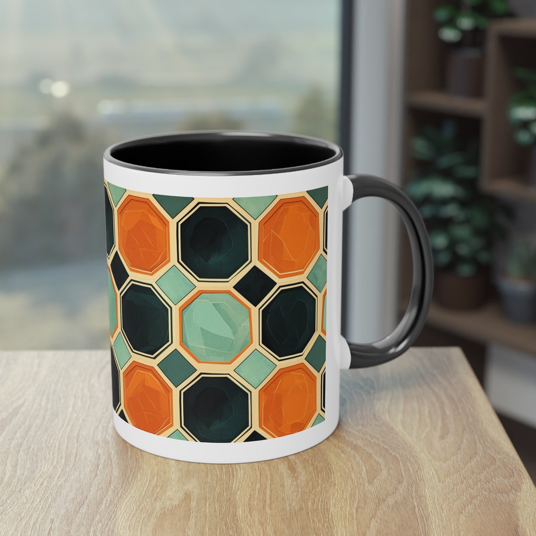 Geometric Honeycomb Mug, Chic Hexagon Pattern Coffee Cup for Modern ...