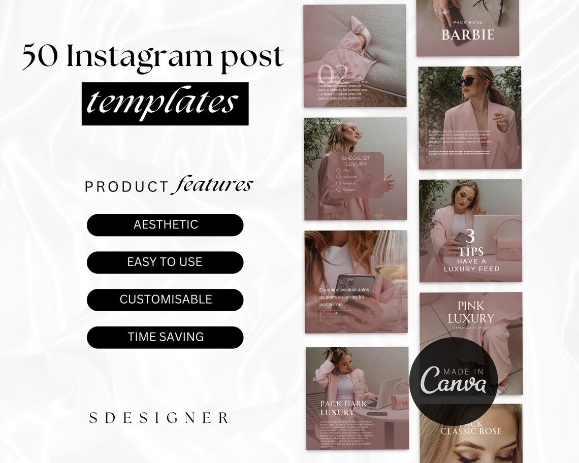 MODERN & SOPHISTICATED ROSE Instagram Posts and Stories Canva Templates ...