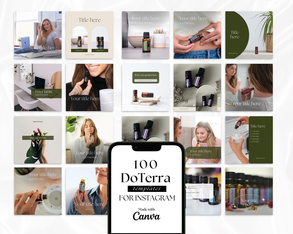 DOTERRA Minimalist Green Canva Templates | Editable Instagram Posts ...