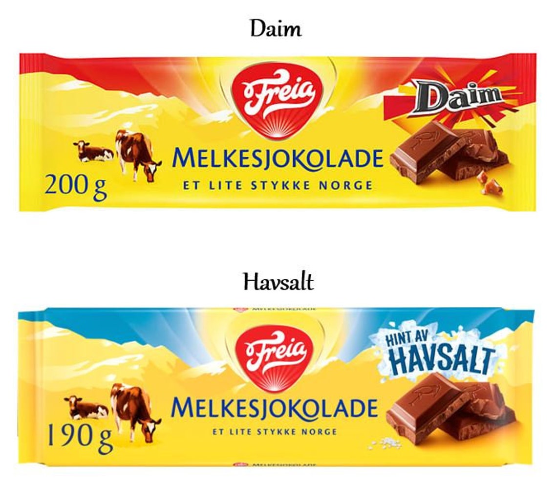 Large Freia Chocolate Bars 150-200g/5.3-7.0oz Each. Classic Norwegian ...
