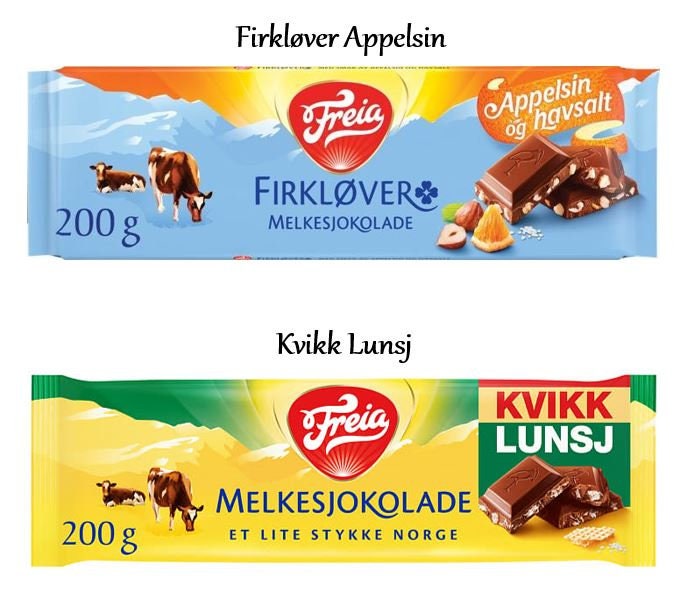 Large Freia Chocolate Bars 150-200g/5.3-7.0oz Each. Classic Norwegian ...